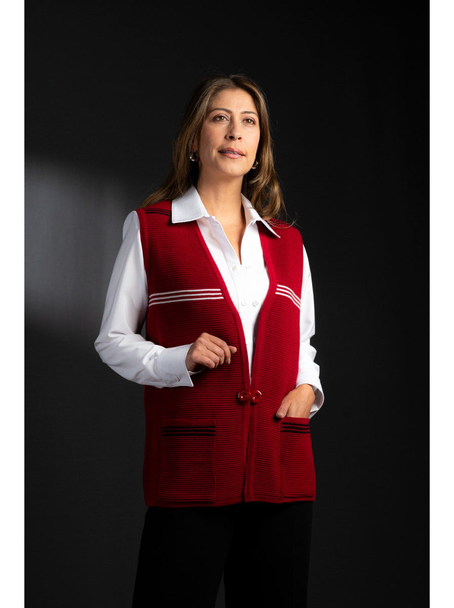 Chaleco Tejido para Mujer. Venecia Rojo – Tejidos Casadiego
