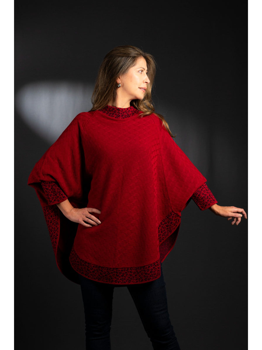 Ruana tipo buzo tejido para Mujer. Coco Rojo – Tejidos Casadiego